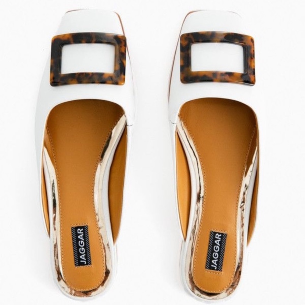 Jaggar Crown Leather Mule In Ivory ! - Gem